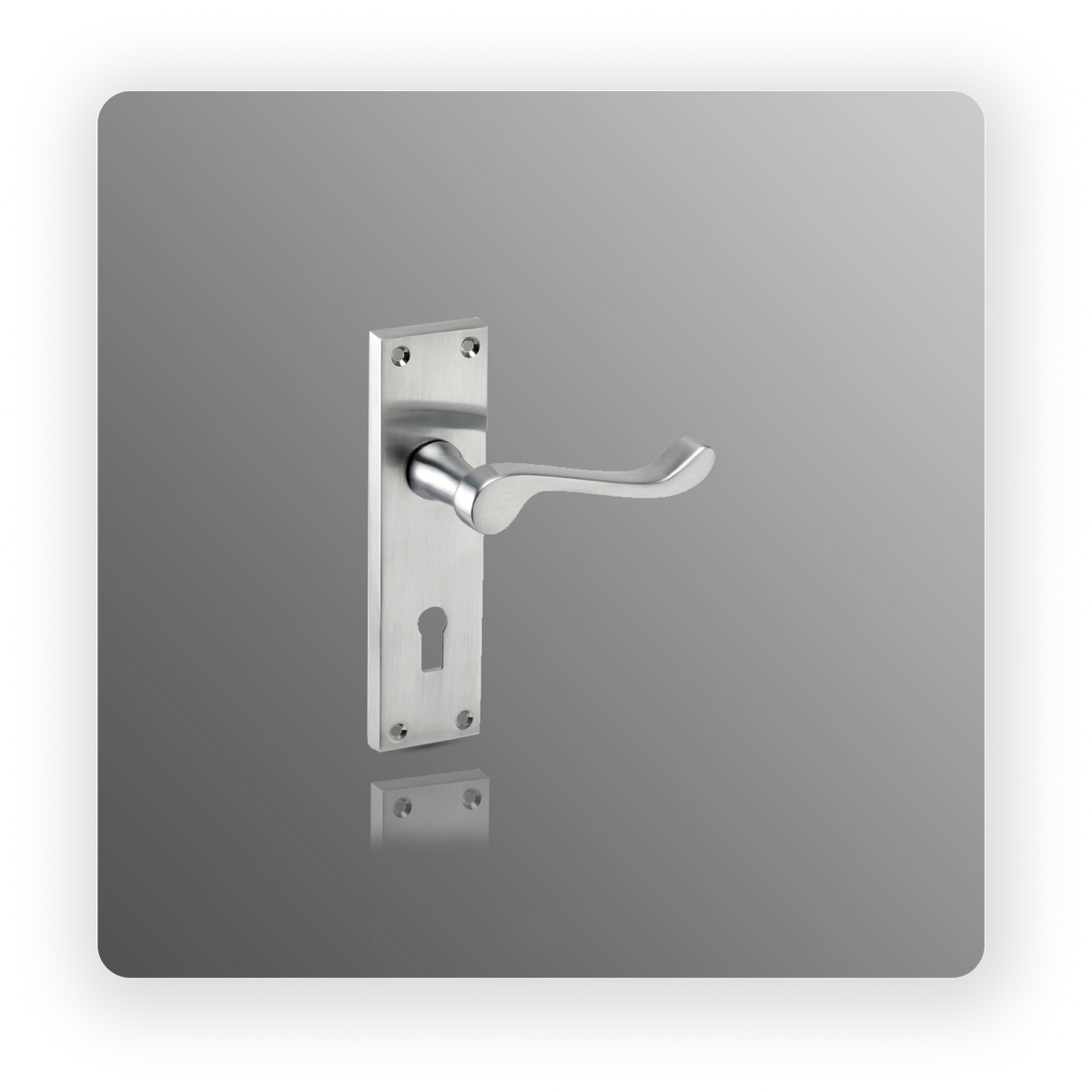 Satin Chrome Door Handles with Scoll Lever on Lock Backplate – Handle Master