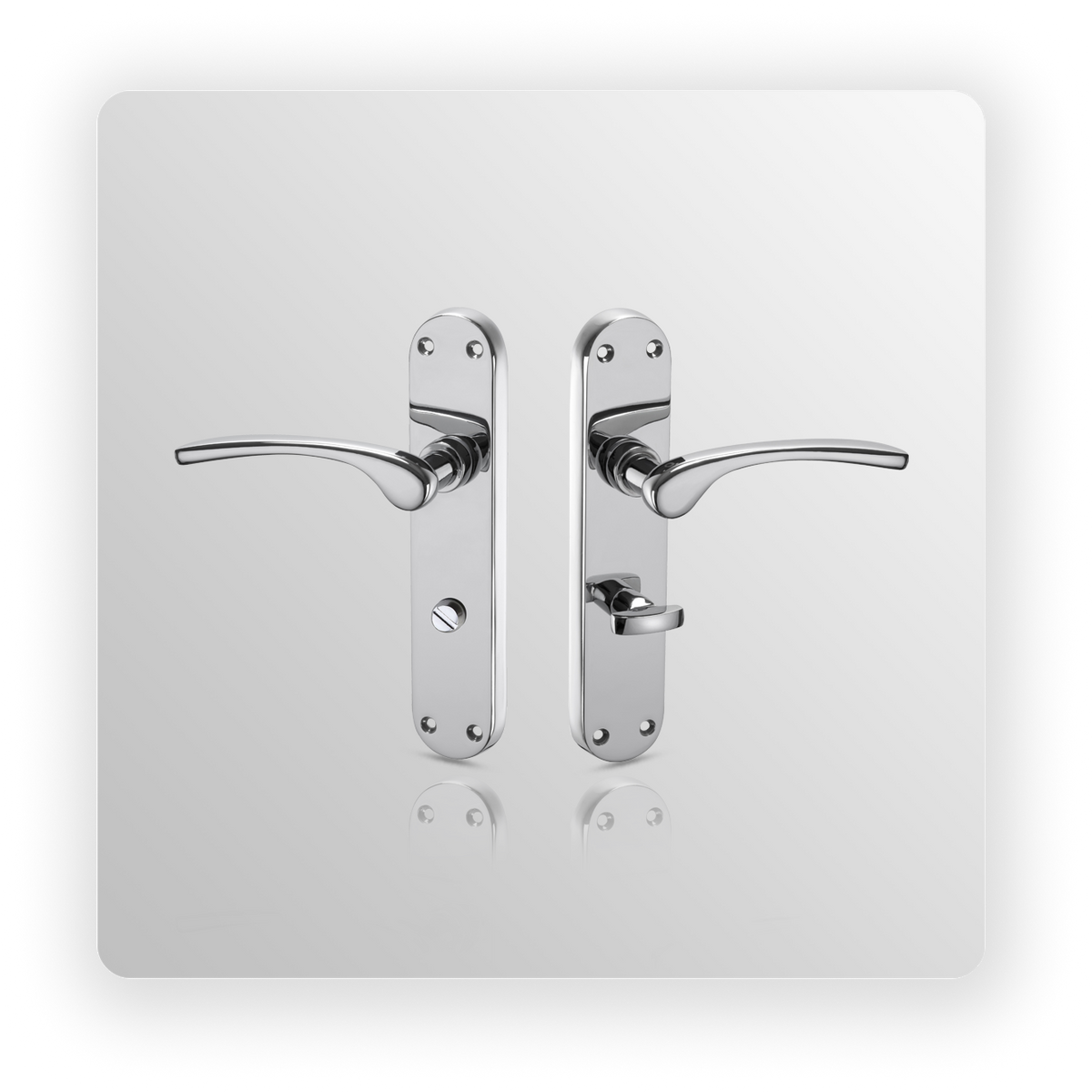 Chrome Bathroom Door Handles on Backplate with Thumb Turn – Handle Master