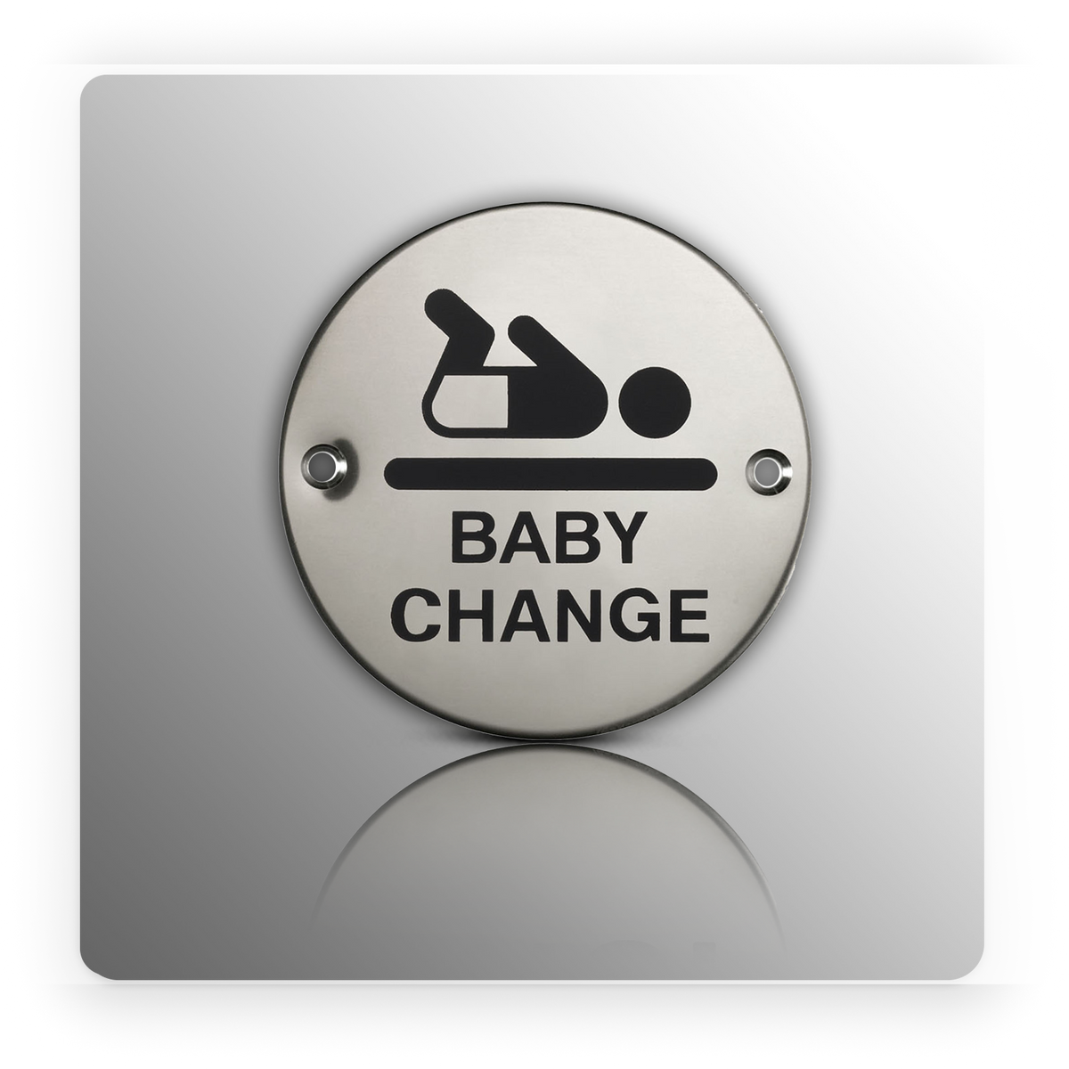 Baby Change Sign for Doors with Polished Stainless Steel Finish ...